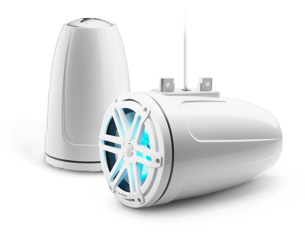 "JL Audio M3 7.7in Enclosed Tower Speakers White Sport Grille with RGB ...