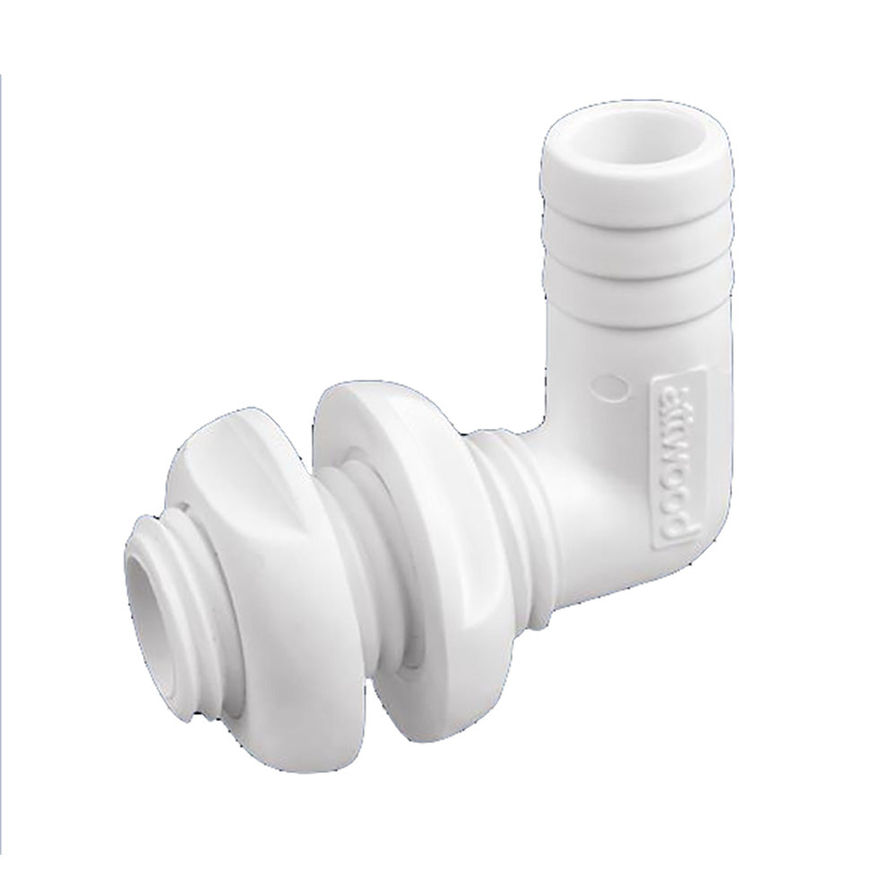 Attwood White Plastic 90 Degree Thru-Hull Connector - 1-1/8" Inner ...