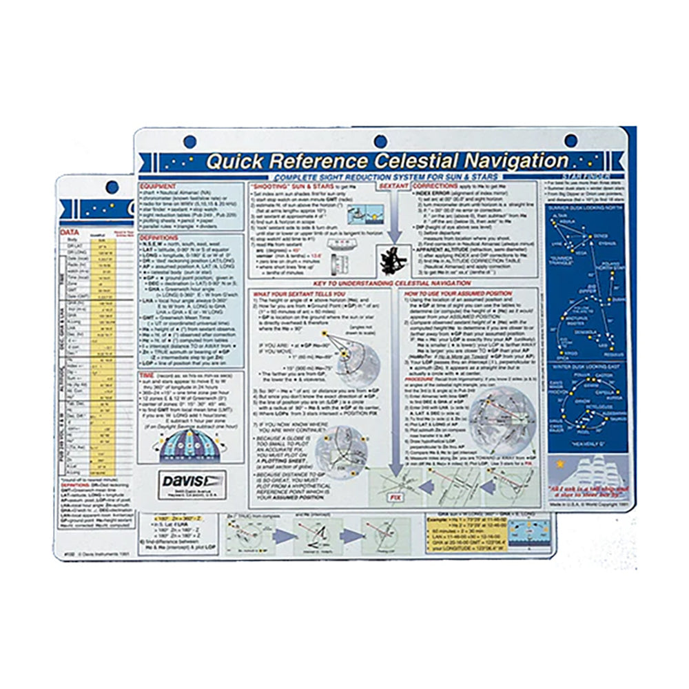Davis Quick Reference Celestial Navigation Card | Accessories | NVN Marine