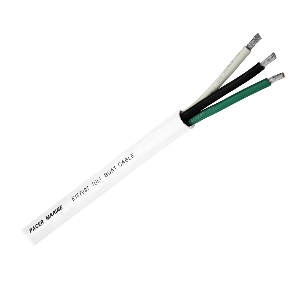 Pacer Round 3 Conductor Cable - 250' - 14/3 AWG - Black, Green & White ...