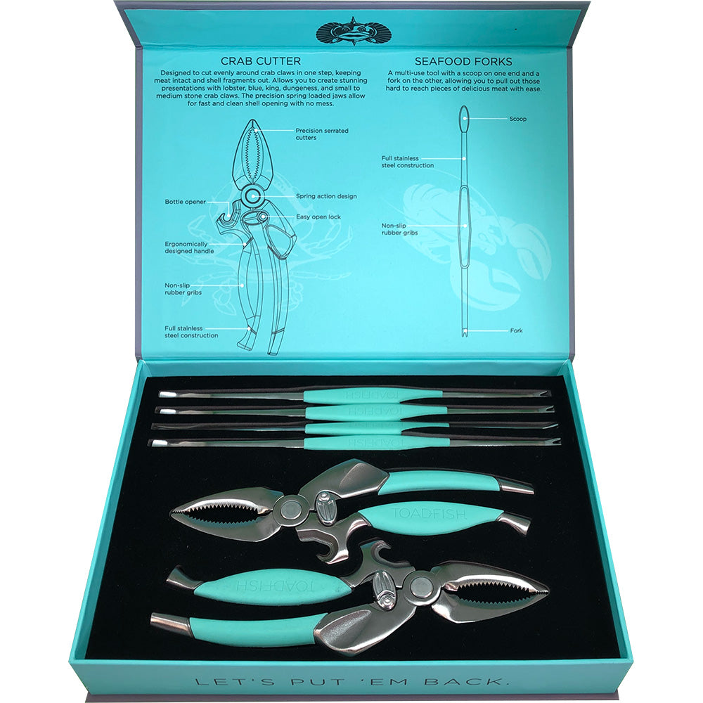 Toadfish Crab/Lobster Tool Set - 2 Shell Cutters & 4 Seafood Forks ...