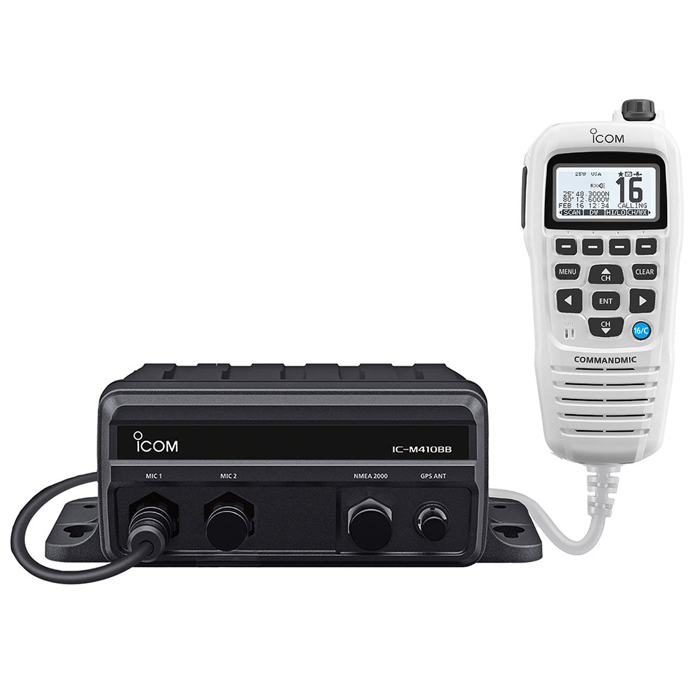 Icom M410BB GW 11 Black Box VHF w/White Command Mic & 2 Command Mic ...