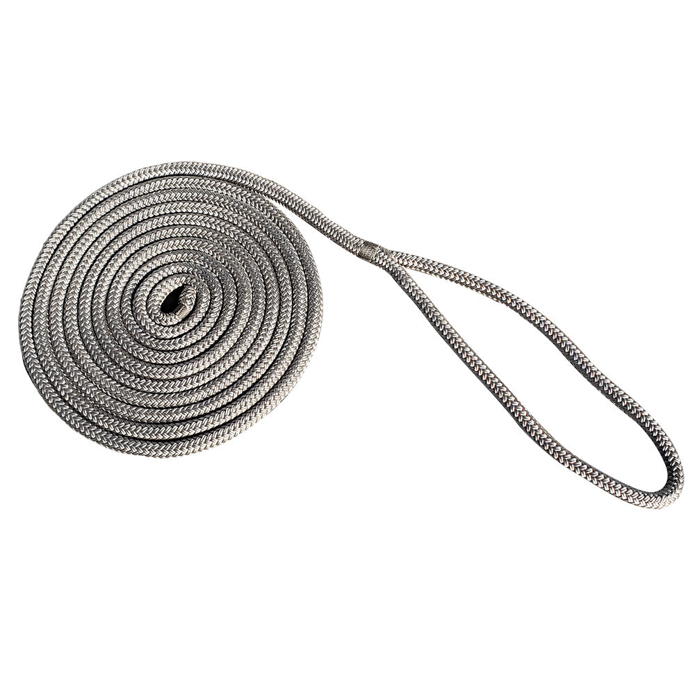 New England Rope 3/8" x 25' Nylon Double Braid Dock Line - Grey | NVN ...