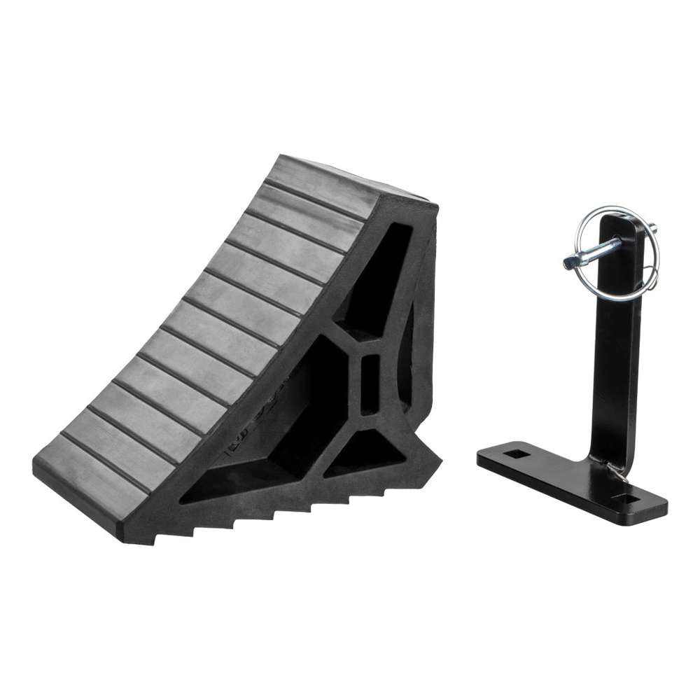 CURT HD Rubber Wheel Chock w/Handle & Single Trailer Mount | NVN Marine