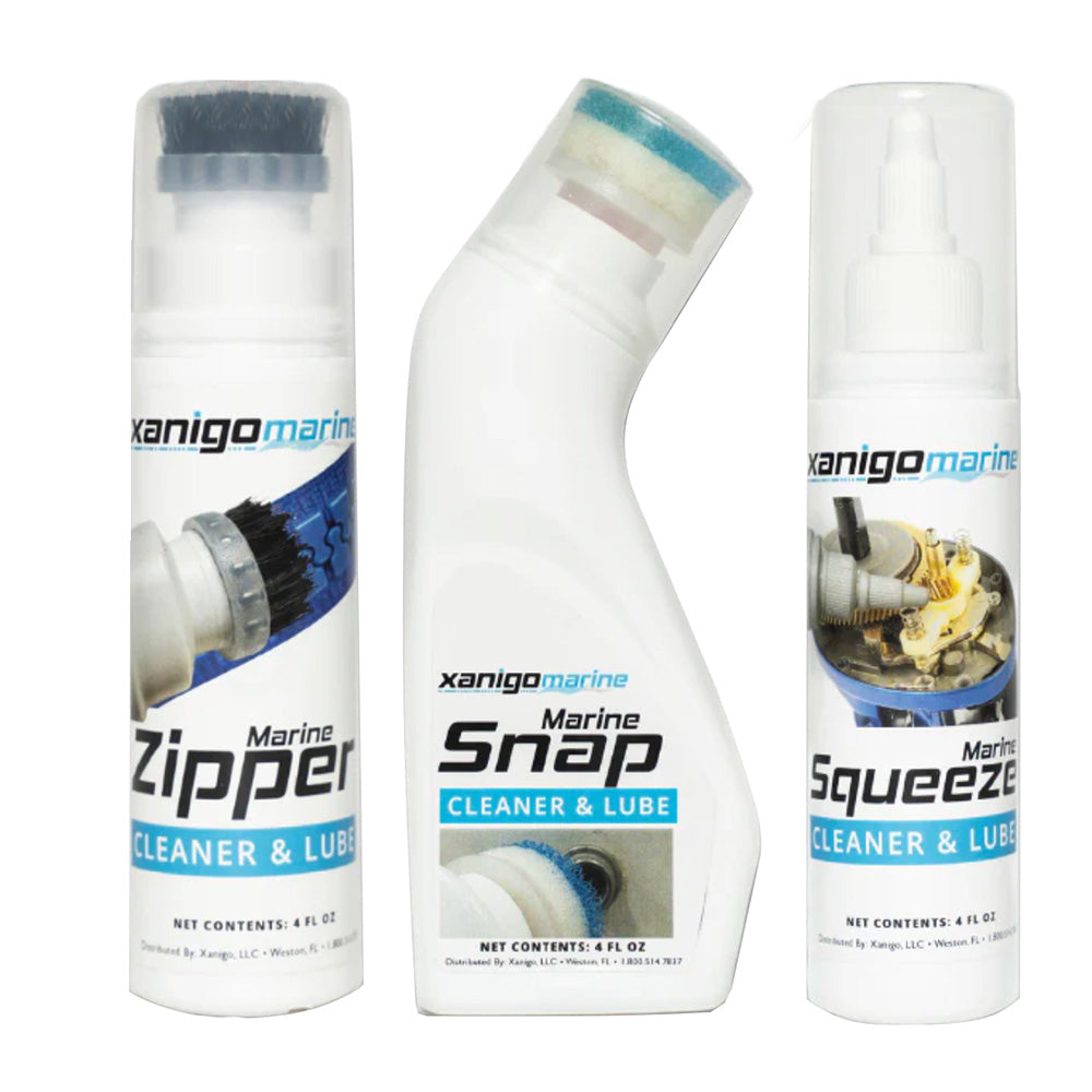 Xanigo Marine 3-Piece Marine Zipper & Snap Lube Set | Cleaning | NVN Marine