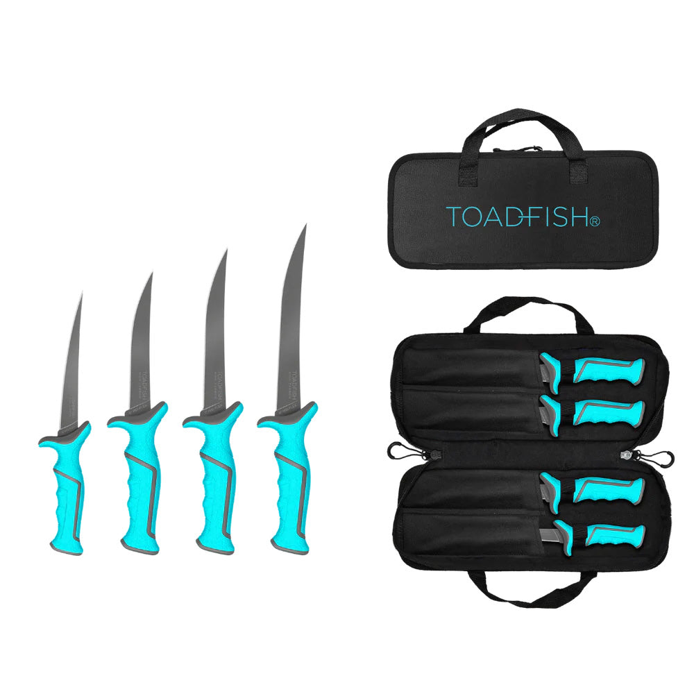 Toadfish Fixed Filet Knife Set - 4 Knives - 5”, 6”, 7” & 8” Fixed ...