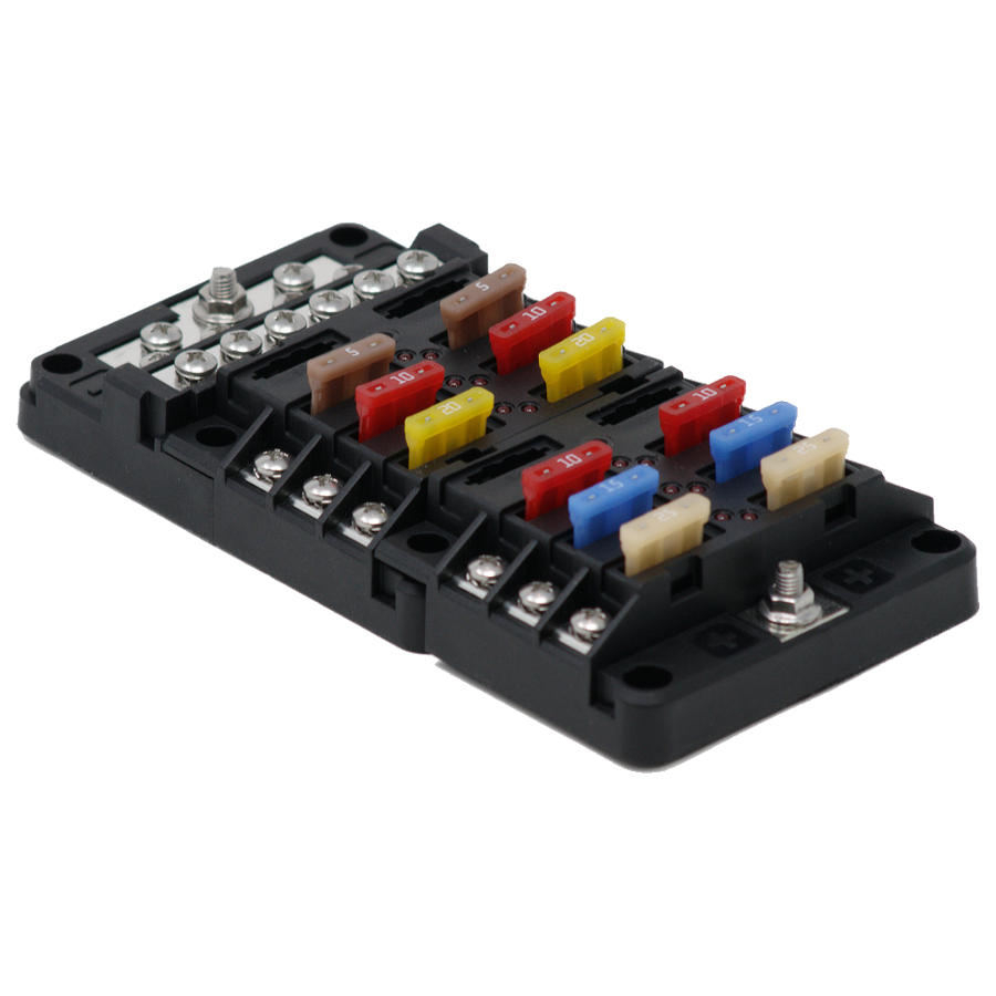 Egis Mobile Electric 8026B - RT Fuse Block 12 Pos w/Ground & LED ...