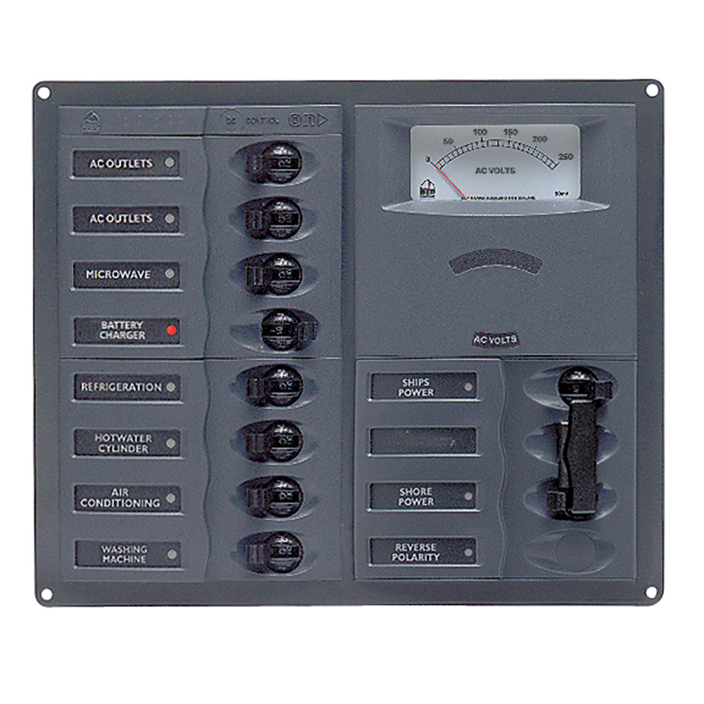BEP AC Circuit Breaker Panel w/Analog Meters, 8SP 2DP AC120V Stainless ...