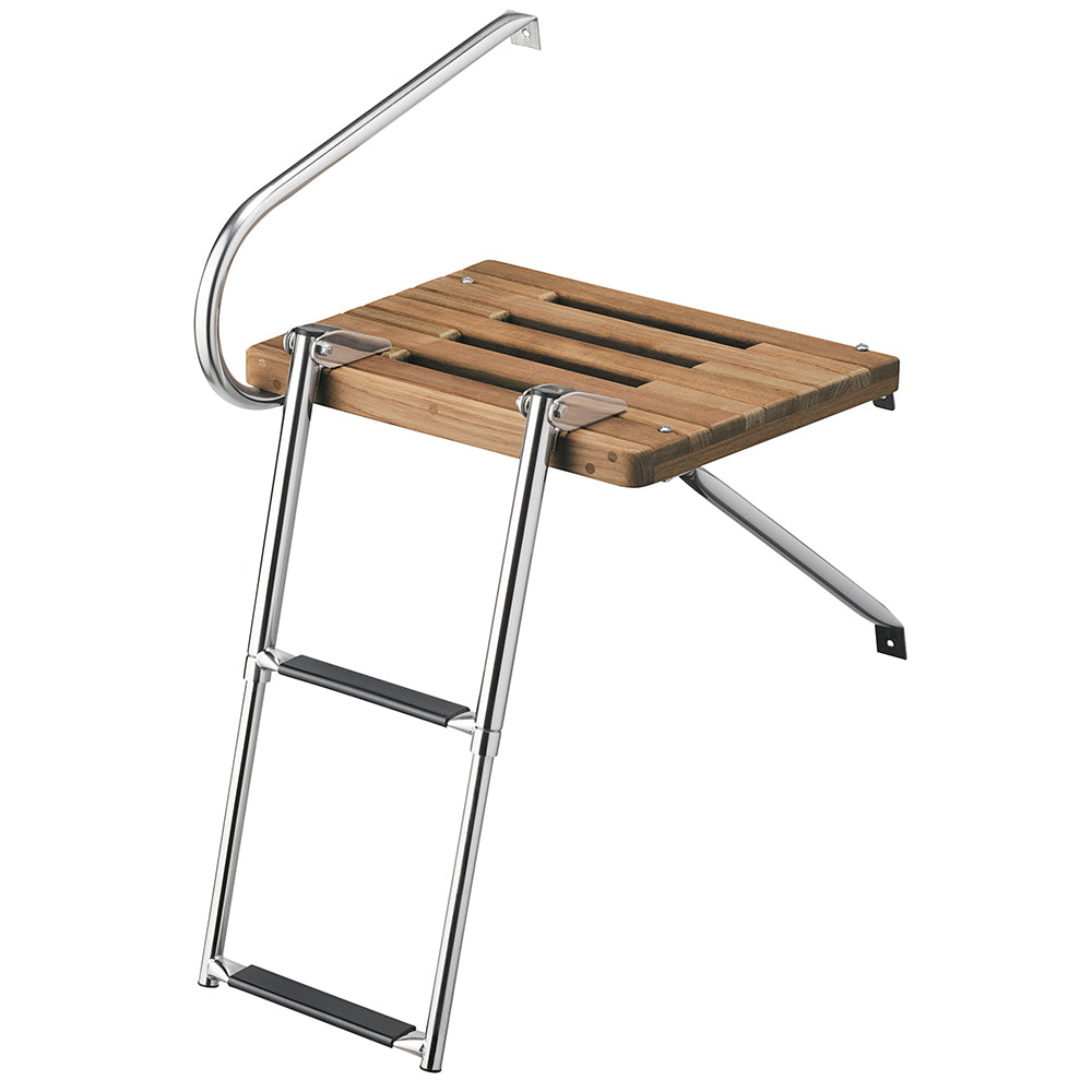Whitecap Teak Swim Platform w/2-Step Telescoping Ladder f/Boats w ...